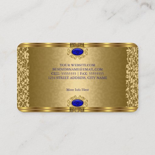 Elegant Royal Blue Gold Business Card | Zazzle