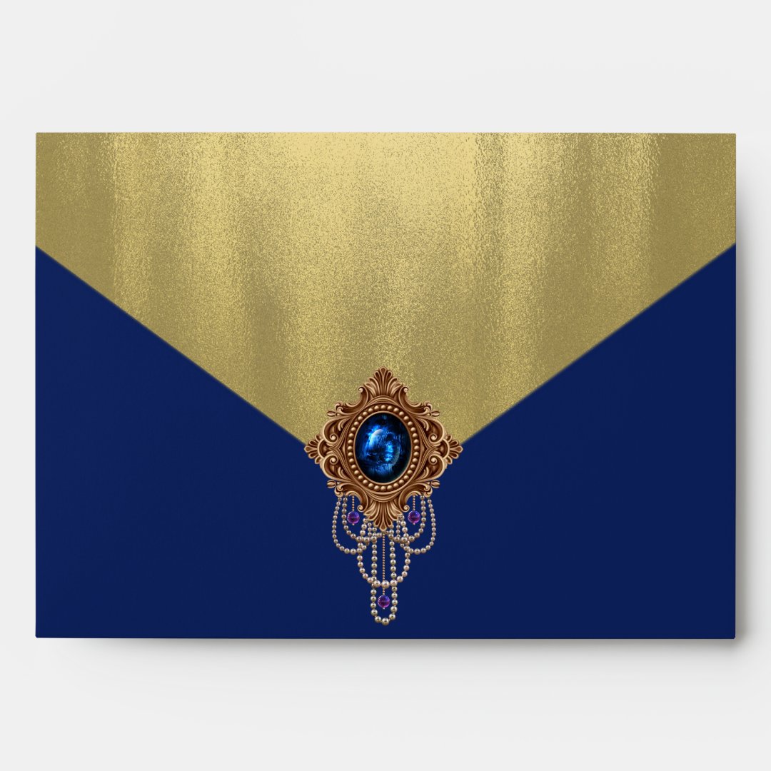 Elegant Royal Blue Gold Envelope | Zazzle