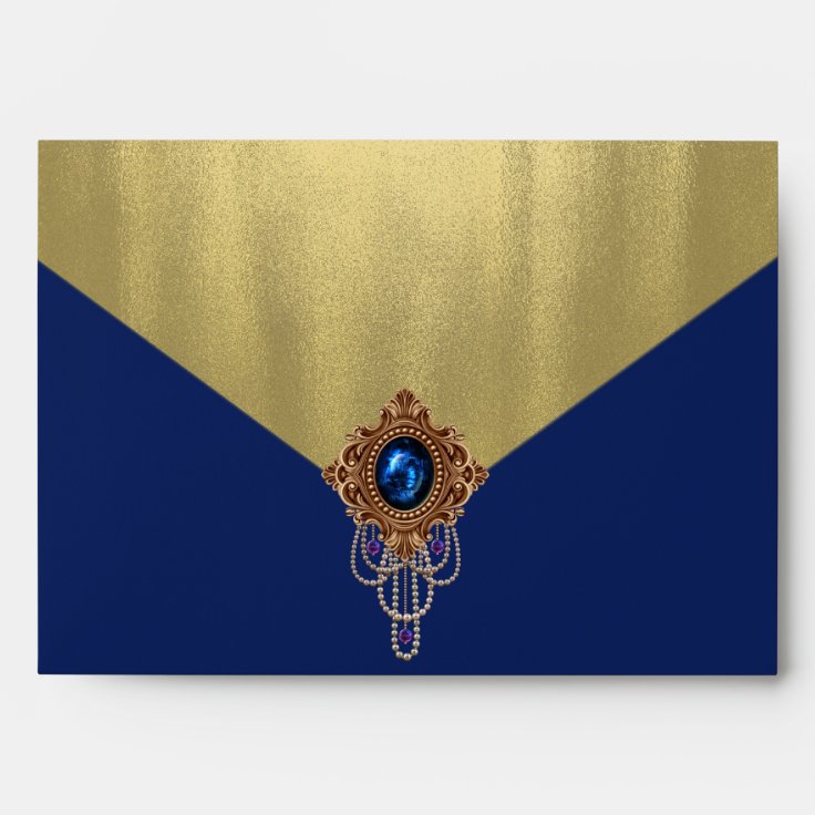 Elegant Royal Blue Gold Envelope | Zazzle