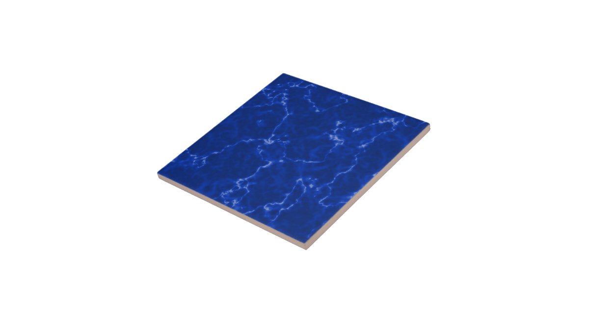 Elegant Royal Blue Marble with White Veins Ceramic Tile | Zazzle