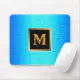 Elegant Royal Blue Metal Monogrammed Mouse Pad | Zazzle
