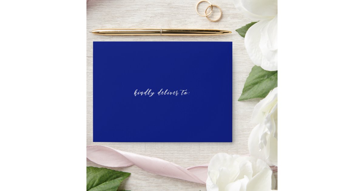 Elegant Royal Blue Modern Wedding Envelope | Zazzle