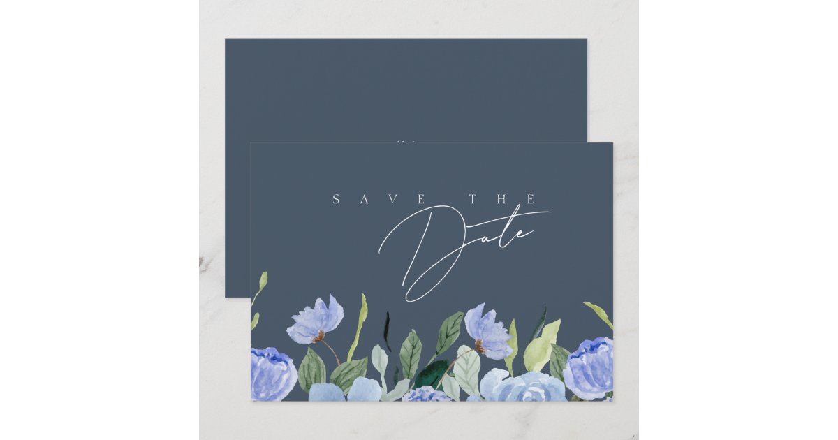 Elegant Royal Blue Opulence Wildflowers Wedding Save The Date | Zazzle