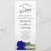 Elegant Royal Blue or Cobalt Rose Romantic Wedding Program | Zazzle