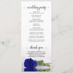 Elegant Royal Blue or Cobalt Rose Romantic Wedding Program | Zazzle