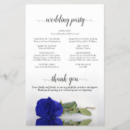 Elegant Royal Blue Rose Budget Wedding Program | Zazzle