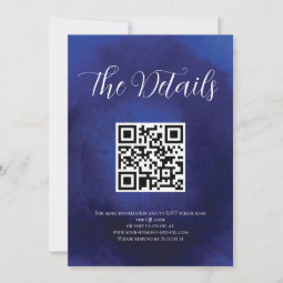 Elegant Royal Blue Rose Fancy QR Code Wedding Invitation | Zazzle