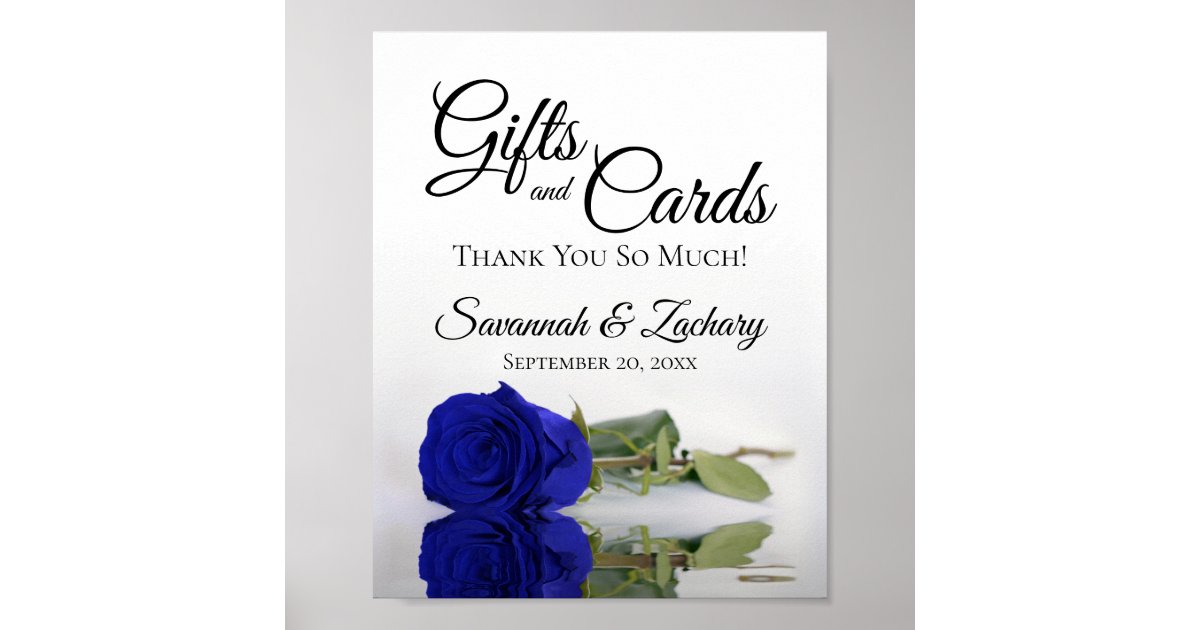 Elegant Royal Blue Rose Gifts & Cards Wedding Sign | Zazzle