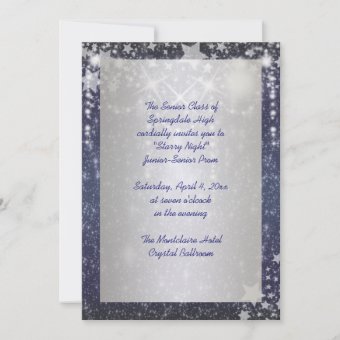 Elegant Royal Blue Starry Night Prom Invitation | Zazzle