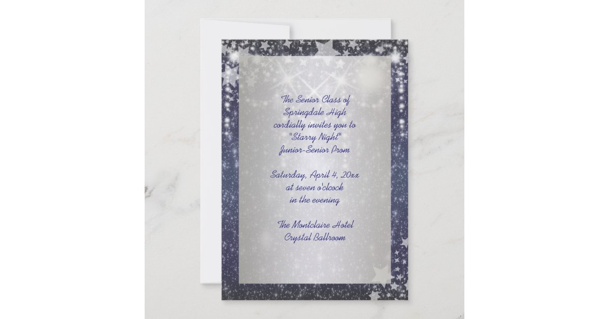 Elegant Royal Blue Starry Night Prom Invitation | Zazzle