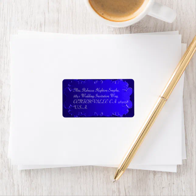 Elegant Royal Blue Wedding Address Labels | Zazzle