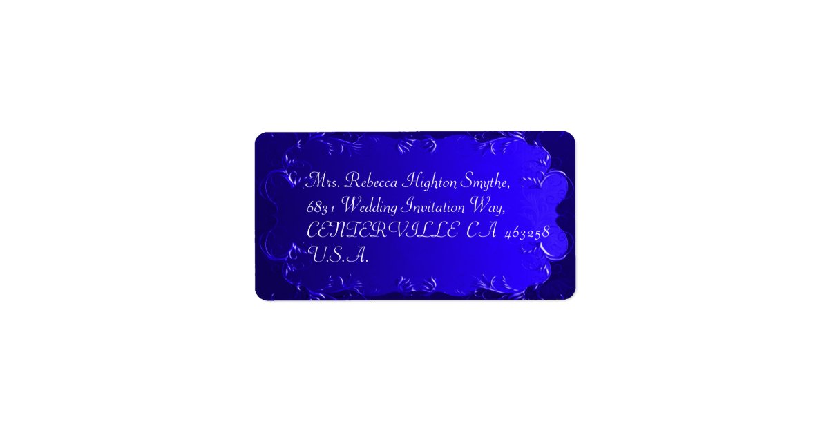 Elegant Royal Blue Wedding Address Labels | Zazzle