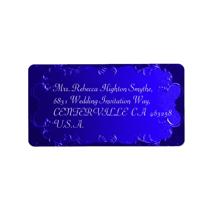 Elegant Royal Blue Wedding Address Labels | Zazzle