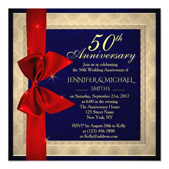 Elegant royal blue wedding Anniversary Invite | Zazzle.com