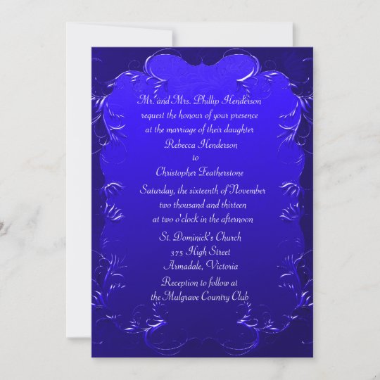 Elegant Royal Blue Wedding Invitation | Zazzle.com