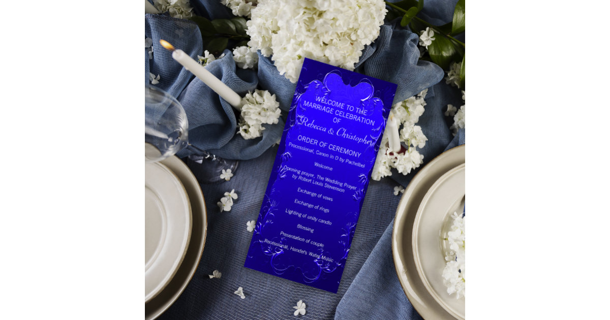 Elegant Royal Blue Wedding Program | Zazzle