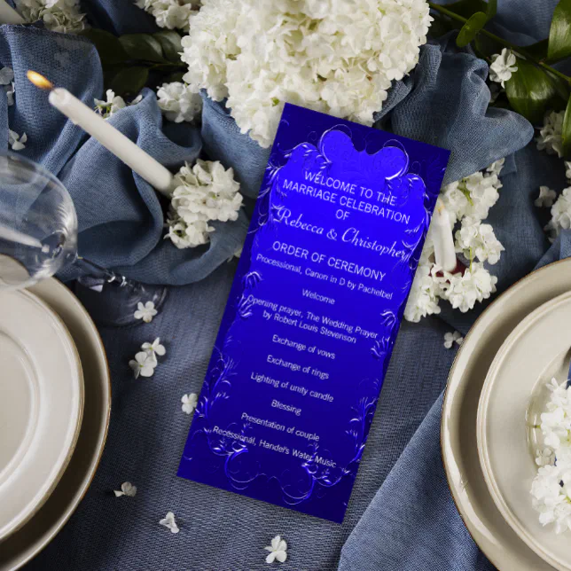 Elegant Royal Blue Wedding Program | Zazzle