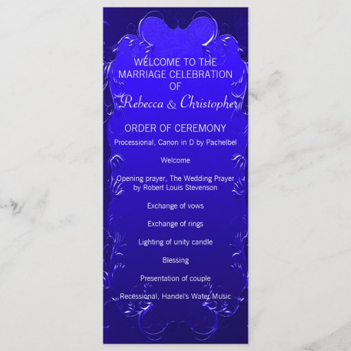Elegant Royal Blue Wedding Program | Zazzle