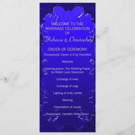 Elegant Royal Blue Wedding Program | Zazzle