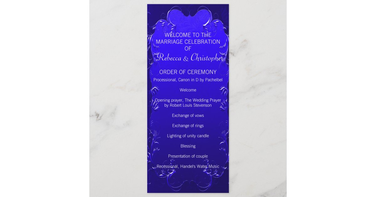Elegant Royal Blue Wedding Program | Zazzle