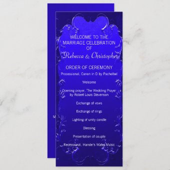 Elegant Royal Blue Wedding Program | Zazzle