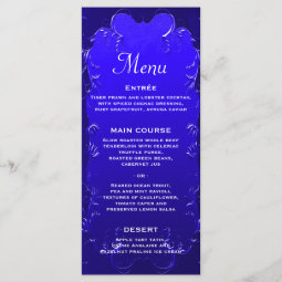 Elegant Royal Blue Wedding Reception Menu | Zazzle