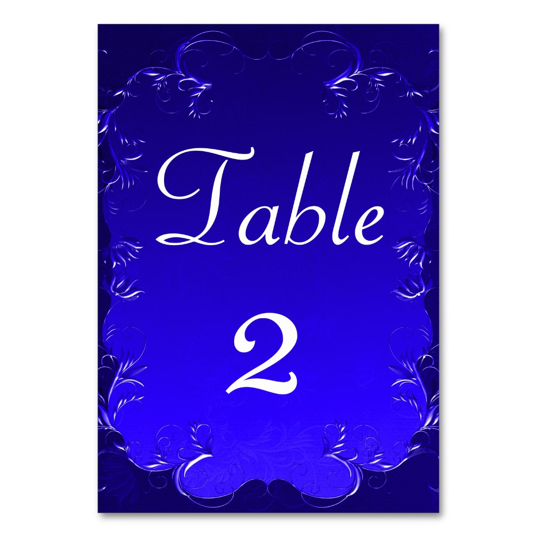 Elegant Royal Blue Wedding Reception Table Number | Zazzle