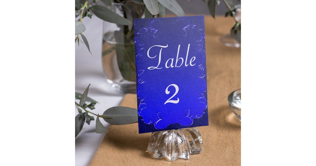 Elegant Royal Blue Wedding Reception Table Number | Zazzle