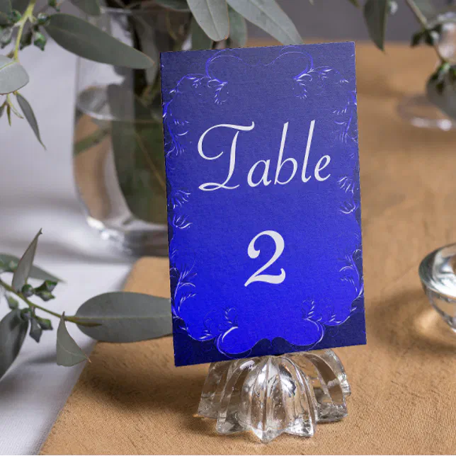 Elegant Royal Blue Wedding Reception Table Number | Zazzle