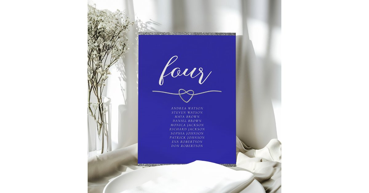 Elegant Royal Blue Wedding Seating Chart | Zazzle