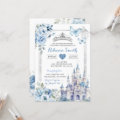 Elegant Royal Castle Silver Dusty Blue Quinceañera Invitation | Zazzle