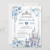 Elegant Royal Castle Silver Dusty Blue Quinceañera Invitation | Zazzle