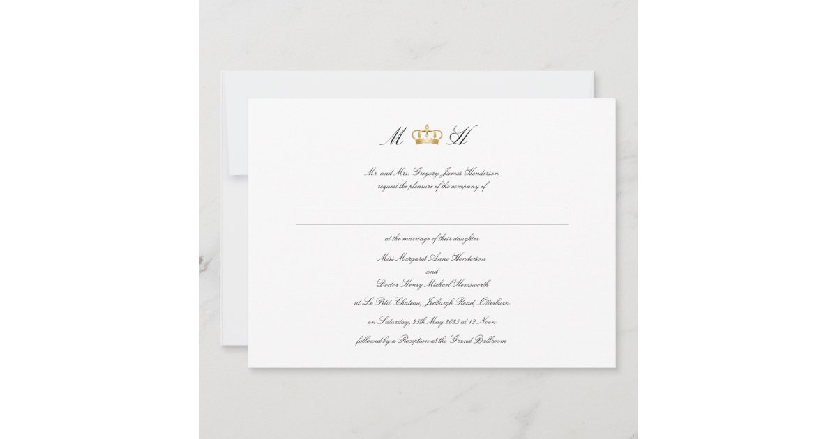 Elegant Royal Crown Wedding Invitation | Zazzle