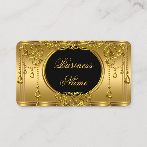 Elegant Royal Gold and Black Business Card | Zazzle