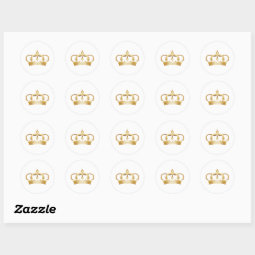 Elegant Royal Gold Crown Classic Round Sticker | Zazzle