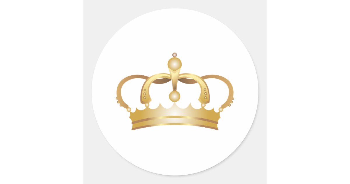 Elegant Royal Gold Crown Classic Round Sticker | Zazzle