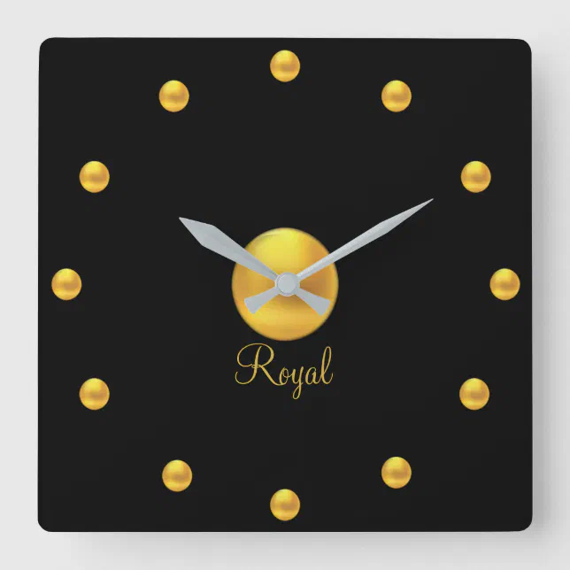 Elegant Royal Golden Square Wall Clock | Zazzle