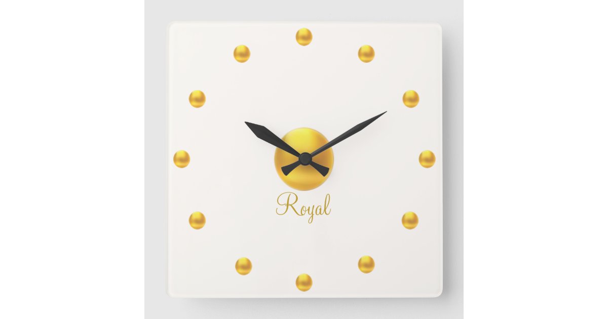 Elegant Royal Golden Square Wall Clock | Zazzle