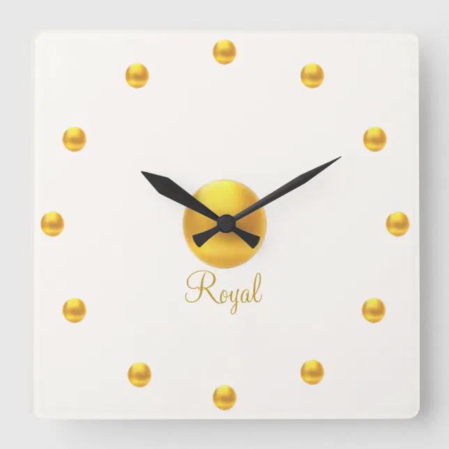 Elegant Royal Golden Square Wall Clock | Zazzle