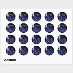 Elegant Royal Navy Blue Masquerade Party Stickers | Zazzle