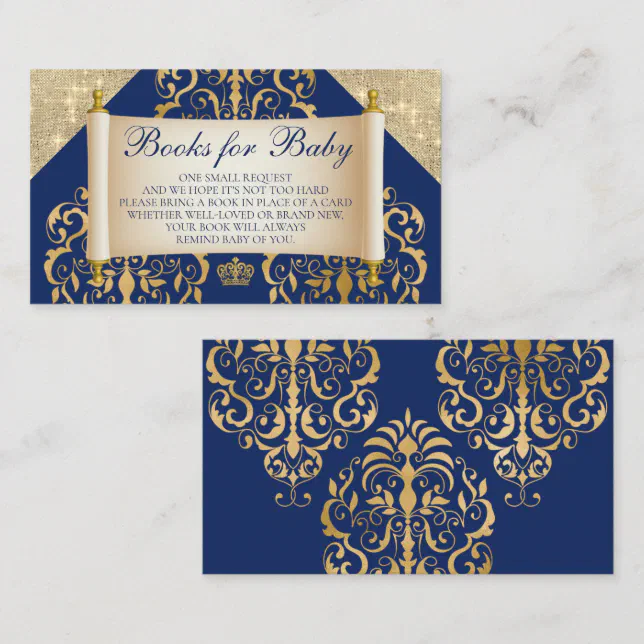 Elegant Royal Prince Baby Shower Books For Baby Enclosure Card | Zazzle
