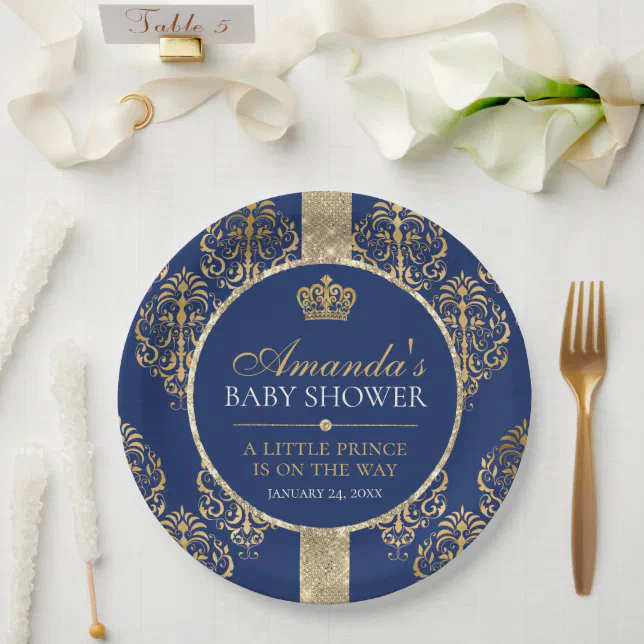 Elegant Royal Prince Baby Shower Paper Plates | Zazzle