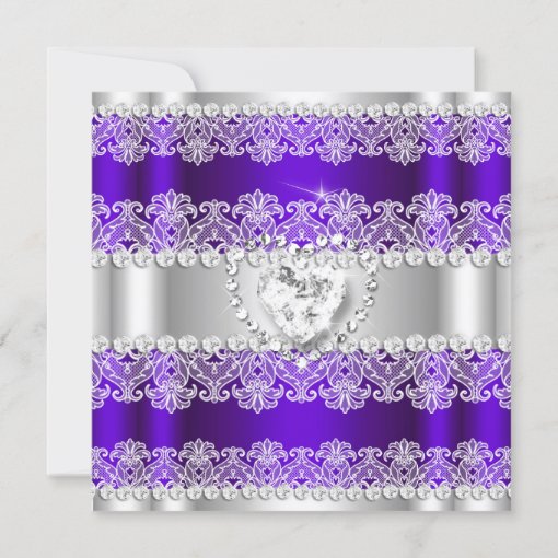 Elegant Royal Purple Lace Silk Birthday Party Invitation | Zazzle