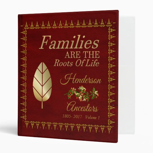 Elegant Royal Red And Gold Family Tree Album 3 Ring Binder | Zazzle