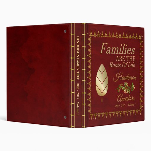 Elegant Royal Red And Gold Family Tree Album 3 Ring Binder | Zazzle