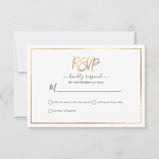 Elegant RSVP, Faux Gold Script Announcement | Zazzle.com