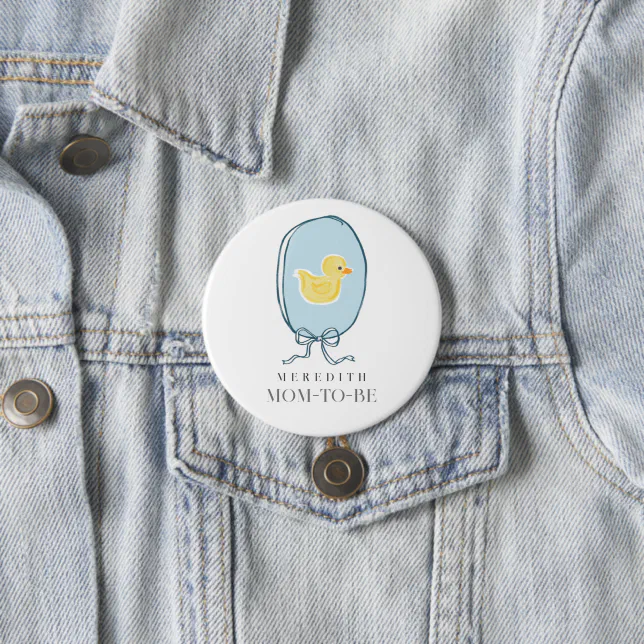Elegant Rubber Ducky Personalized Baby Shower Button | Zazzle