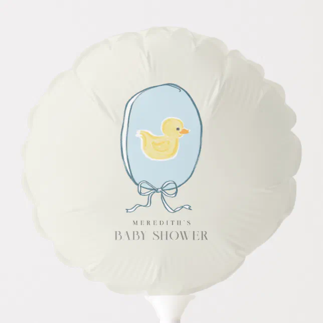 Elegant Rubber Ducky Ribbon Baby Shower Balloon | Zazzle