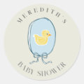 Elegant Rubber Ducky Ribbon Baby Shower Classic Round Sticker | Zazzle