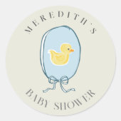 Elegant Rubber Ducky Ribbon Baby Shower Classic Round Sticker | Zazzle
